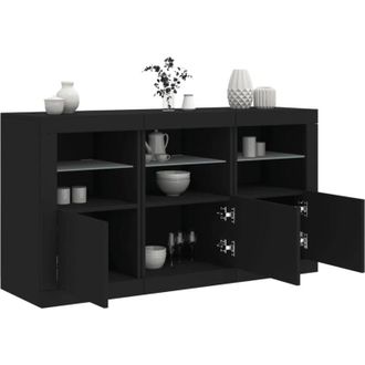 vidaXL Buffet avec lumières led noir 123x37x67 cm Vidaxl