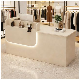 Generic Kasse mit LED-Beleuchtung, Holz-Empfangstresen mit Schubladen, Verkaufstheken, Empfangstresen M&ouml;bel Nagelstudio Friseursalon Beauty-Salon Spa Restaura