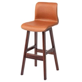 Generic Barhocker aus PU-Leder mit niedriger R&uuml;ckenlehne und Fu&szlig;st&uuml;tze - Barhocker in Tresenh&ouml;he f&uuml;r K&uuml;che, Hausbar, Esszimmer und Kneipen