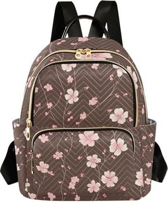 Mnsruu Mini sac à dos pour femme - Motif fleurs de cerisier rose - Petit sac à dos tendance - Sac à dos décontracté, Multi1213, M