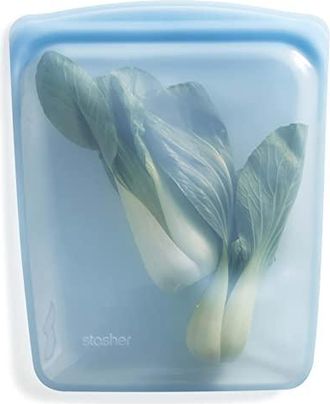 Stasher Bag Premium Silikonbeutel wiederverwendbar für Lebensmittel, Half Gallon, Blau, Dauerhaft, Backofen, spülmaschinen & Gefrierfest, Umweltfreundlich, Lu