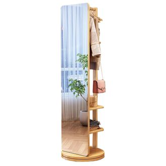 Generic Spiegel Standspiegel Schminkspiegel Verzerrungsfreie Reflexion Tiefer Rahmen f&uuml;r Schlafzimmer Wohnzimmer Badezimmer(Light Wood)