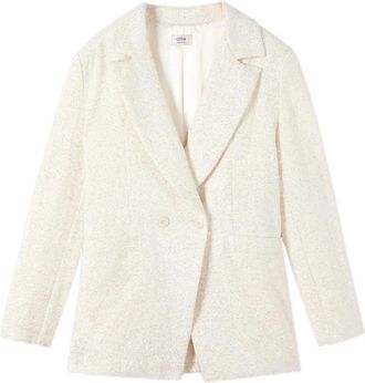 Oltre Femme, Vestes, Blanc, Taille: 44 FR Veste Blazer &agrave; Sequins