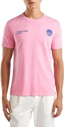 Benetton T- Shirt 3f98u1092, Rose, 3XL Hommes
