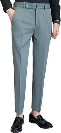 Generic Pantalon pour homme - Coupe fusel&eacute;e - Stretch - R&eacute;sistant aux plis - Pantalon de costume daffaires d&eacute;contract&eacute; - Pantalon habill&eacute; &agrave; devant plat, gris,