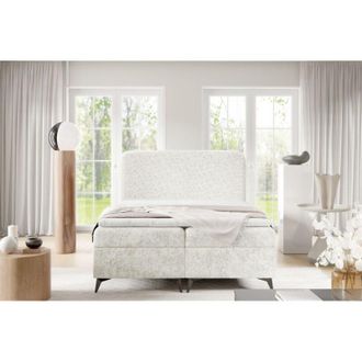 Fun M&ouml;bel Boxspringbett Schlafzimmerbett TRIANA PREMIUM 200x200cm Stoff Trenza Creme
