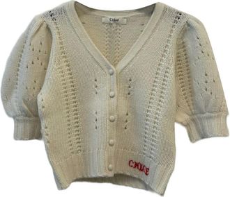 Chloé cardigan à manches bouffantes - Blanc