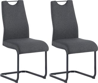 Byliving Freischwinger 2er Set Capri, Webstoff dunkelgrau, Metall schwarz, mit Griff und bequemer Polsterung, Schwingst&uuml;hle, Polsterst&uuml;hle, Ma&szlig;e: B 44, H 88, T