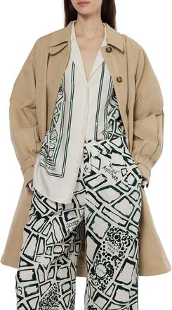 Scotch & Soda Damen Trench Floral Embossed Cotton Blend Carcoat, Sand,S