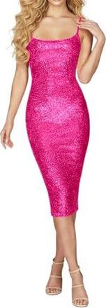 Generic 2026 Robes minceur et Shine Slim Fit Midi Robe de soir&eacute;e &eacute;l&eacute;gante sans manches &agrave; paillettes pour, RD2., XXL