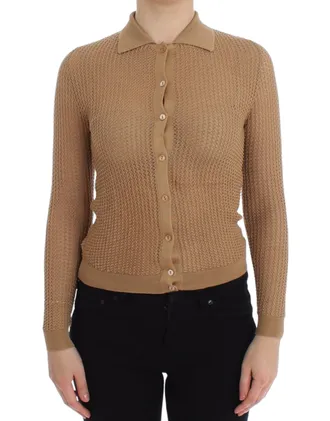 Dolce & Gabbana Knitted Cotton Polo Cardigan - Beige