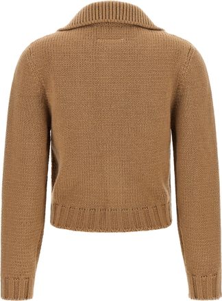 Maison Margiela Wool-Blend Ribbed Cardigan - Beige