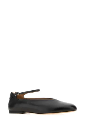 Jil Sander Womens Black Nappa Leather Elyss Ballerinas Ballerine Flat Shoes