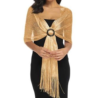 Generic &Eacute;charpe pour femme - &Eacute;tole pour robe de soir&eacute;e avec effet paillet&eacute; et franges - &Eacute;charpe de soir&eacute;e pour occasions festives - En mat&eacute;riau l&eacute;ger - Access