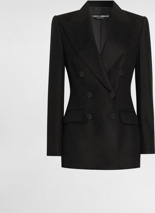 Dolce & Gabbana Zweireihige Jacke Aus Seide Und Kaschmir - Frau Blazer Schwarz 40