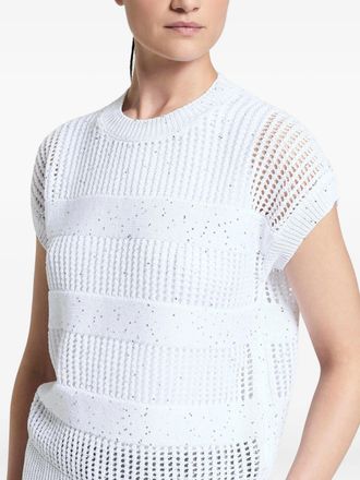 PESERICO Womens Sequin-Embellished Open-Knit Sweater Ss26 W