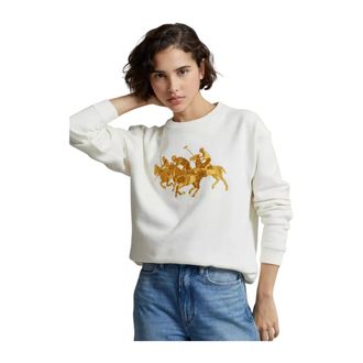 Ralph Lauren Femme, Sweatshirts et sweats &agrave; capuche, Blanc, Taille: 46 FR SweaT-shirt en coton avec logo