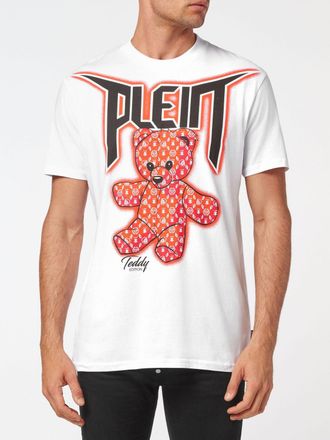 Philipp Plein T-shirt &agrave; col ras du cou en coton avec imprim&eacute; Teddy Bear contrastant