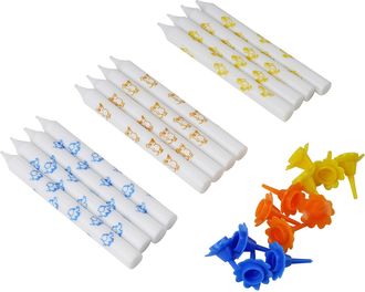 Dr. Oetker Maus Kerzen DieMaus, farbige Geburtstagskerzen, Farbkerzen für Kuchen und Torten, hochwertige Kuchenkerzen (Farbe: Orange, Blau, Gelb), Menge: 1 x 12 