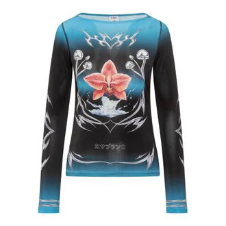 Casablanca Femme, Tops, Multicolore, Taille: 38 FR Blades Slinky Jersey Long Sleeve Top