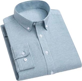 Generic Chemise d&eacute;contract&eacute;e &agrave; manches longues et boutonn&eacute;e Oxford ray&eacute;e pour homme, EN8, 3XL