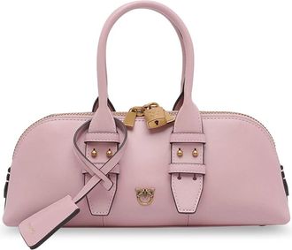 Pinko Pinko, Femme, Sacs, Rose, Taille: ONE Size Love Birds Bowling Leather Handbag