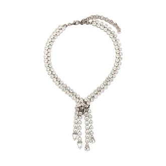 Alessandra Rich Schleifen-Detail Silber Anh&auml;nger Halskette - - Accessories - Damen - Grau - ONE SIZE