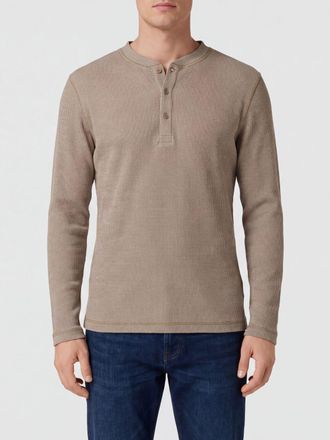 Brunello Cucinelli Lang&auml;rmeliges Henley-Shirt aus Baumwolle und Kaschmir