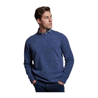 Altea Melange Hammer &Auml;rmel Rundhals Shirt - - Knitwear - Herren - Blau - M