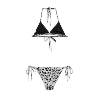 Dolce & Gabbana Femme, Maillots de bain, Multicolore, Taille: 44 FR Triangle Coulissant Tanga Leo Nero