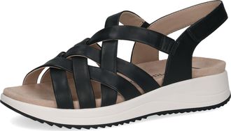 Caprice Damen Sandalen flach aus Leder Bequem, Blau (Ocean Nappa), 40 EU