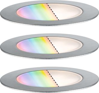 Paulmann 94752 Plug & Shine LED Bodeneinbauleuchte Floor Smart Home Zigbee 3erSet rund IP67 3x2W 3x65lm dimmbar 70mm Edelstahl RGBW seewasserresistent