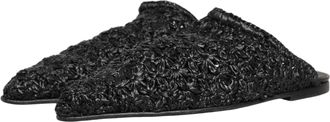 Dolce & Gabbana Mens Crocheted Knit Slipper Black Leather