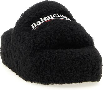 Balenciaga Furry Platform Slide - Black