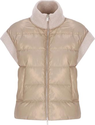 PESERICO Femme, Vestes, Beige, Taille: 38 FR Gilet en tricot lurex