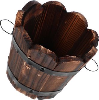 Luxshiny Vintage Holz-blumenk&uuml;bel Mittelgro&szlig; Mit Wellenrand Rustikaler Gartenpflanztopf Aus Holz Vielseitiger &Uuml;bertopf F&uuml;r Balkon Fensterbank Und B&uuml;ro Dekorati