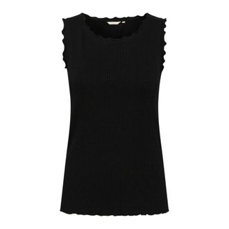 Cream Schwarzes Bootshals-Ripp-Top - - Tops - Damen - Schwarzk - XL