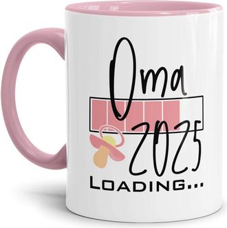 Tassendruck Tasse - Loading Du wirst Oma 2025 - Geschenk/Endlich Schwanger/Schwangerschaft/Babynews - Rosa