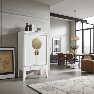 Ori&euml;ntique Chinesischer Hochzeitsschrank Schneewei&szlig; - Orientique Collection B100xT55xH175cm China Chinesischer Schrank Chinesischer Hochzeitsschrank Orientalisch