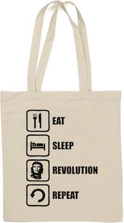 Generic Eat Sleep Revolution Repeat Sac fourre-tout en coton naturel Blanc