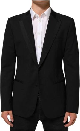 Dolce & Gabbana Homme, Vestes, Noir, Taille: XL Blazer Veste de Costume en Laine &agrave; 2 Boutons