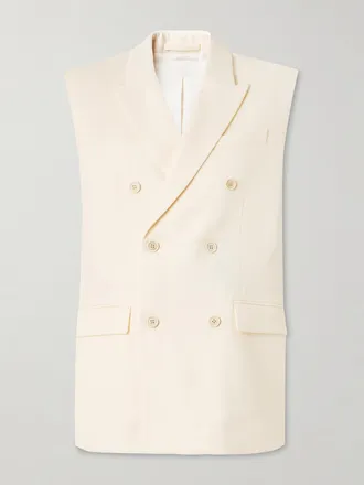 Wardrobe.NYC Doppelreihiger &Auml;rmelloser Blazer Aus Wolle - Elfenbein