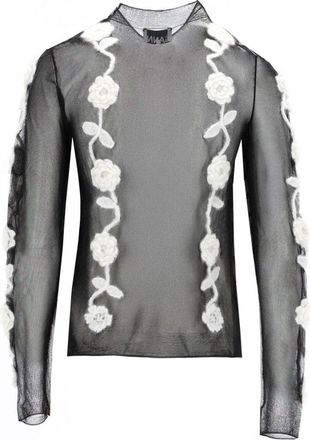 Ganni Recycled Polyamide Mesh Mesh Top - Black