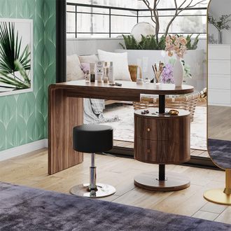 Vicco Schminktisch Eiche rustikal Lara 120x76x50 cm - Der Frisiertisch, Große Tischfläche für Make-up, Schmuck und Styling-Utensilien