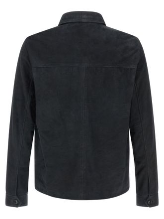 Pal Zileri Mens Blue Leather Jacket Clothing