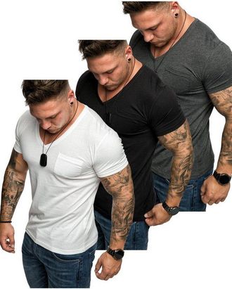 Amaci & Sons T-Shirt 3. PATERSON Herren T-Shirts 3er-Pack (3er-Pack) Herren Basic Oversize T-Shirt mit V-Ausschnitt