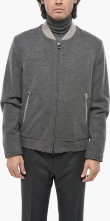 Corneliani Virgin Wool Blend Bomber Jacket with Zip Closure Corneliani