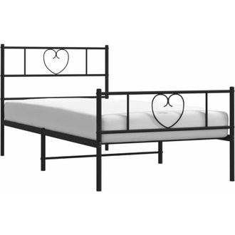 vidaXL Bettgestell mit Kopf- und Fu&szlig;teil Metall Schwarz 80x200 cm Vidaxl