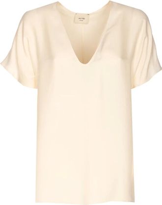 Alysi Femme, Blouses et Chemises, Beige, Taille: 36 FR Blusa Twill Enzimato Regular