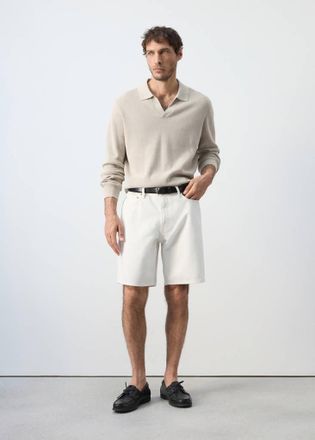 Mango Polo 100 % coton en maille c&ocirc;tel&eacute;e beige - Homme - XXL - MANGO MAN